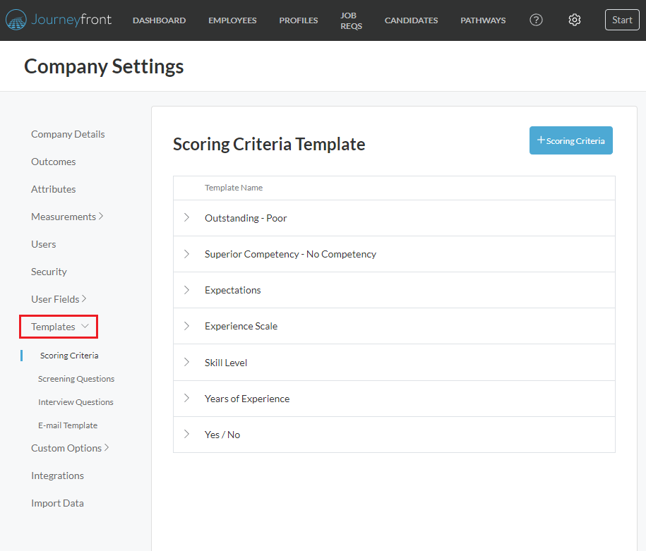 How to Add a Scoring Criteria Template